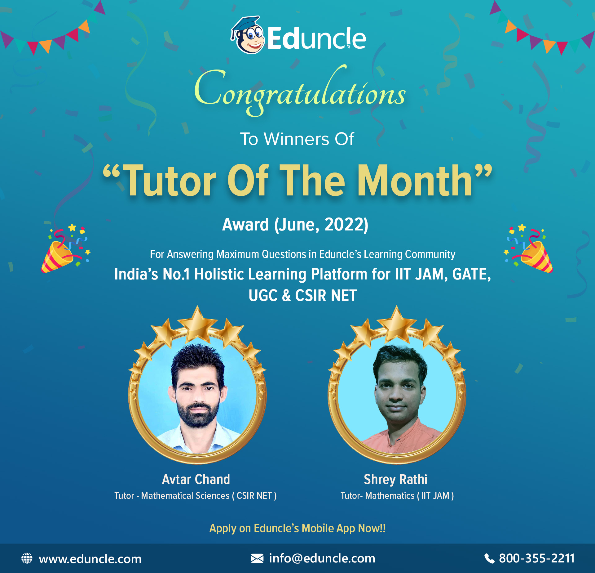 Eduncle Tutor of The Month Award – June 2022