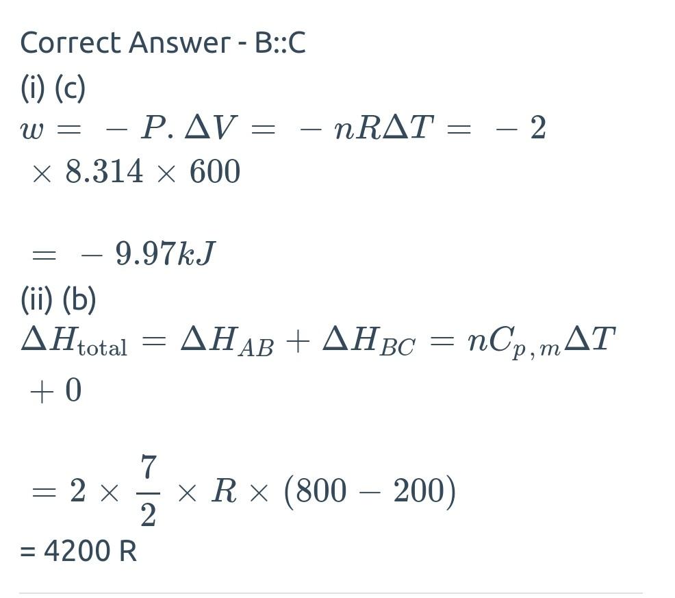 Two moles of a triatomic linear gas (neglect vibration degree of ...