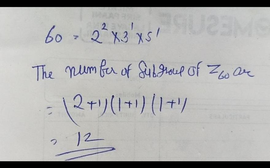 The number of all subgroups of the group (z60,+) of integers module 60