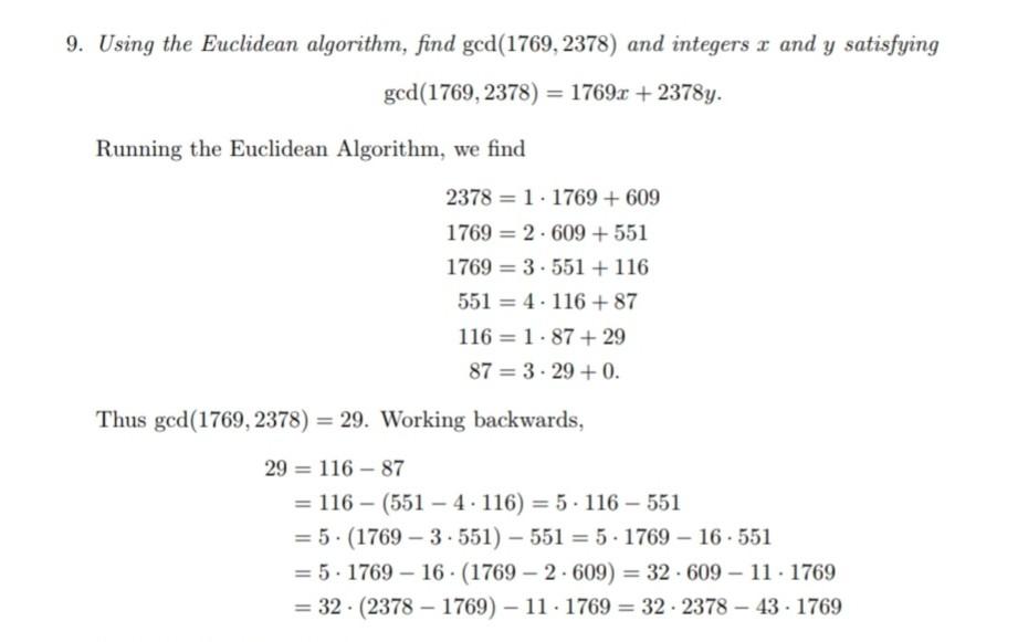 2 Use The Euclidean Algorithm To Obtain Integers X And Y Satisfying