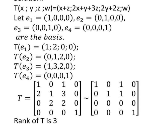 Q21 Let T R U00bb R4 Be A Linear Map Defined By T X Y Z W X Z