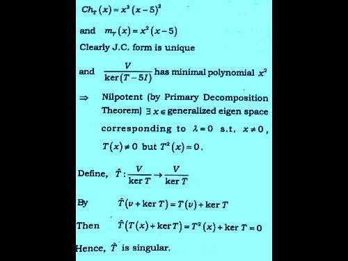 13. a linear operator ton a complex vector space v has characteristics polynomial