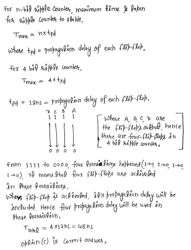 21. a 4-bit ripple counter consists of flip-flop such that each has a propagation
