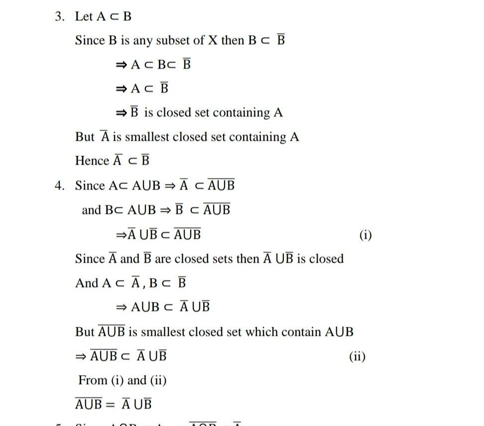 6 Let A B And Aa Denote Subsets Of A Space X Prove The Following