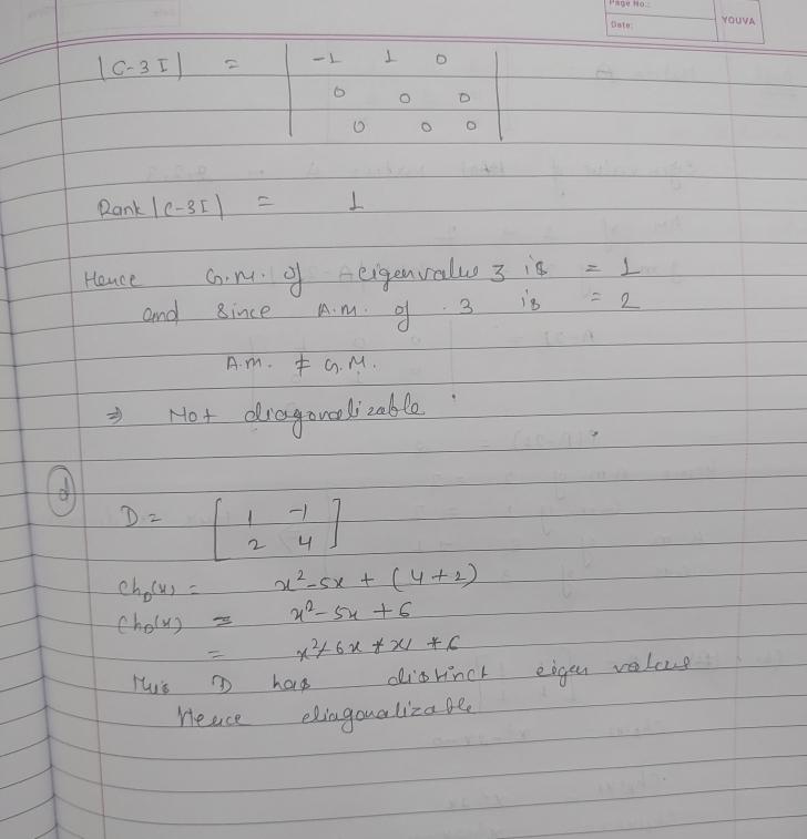 Dec. 20o18 (3 marks)] 6 which of the following matrices is not diagonalizable over