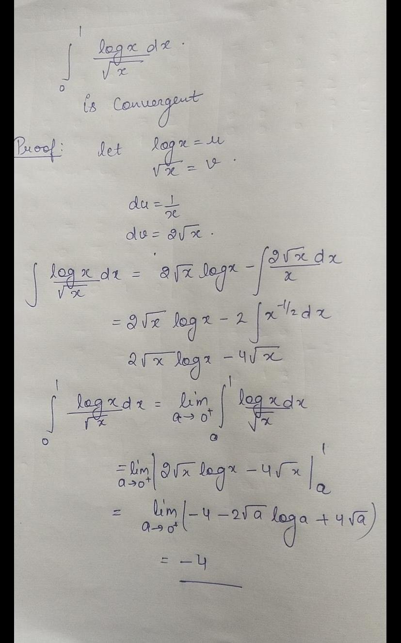 10. which of the following integral is convergent ? lobdx (a) dx (b ...