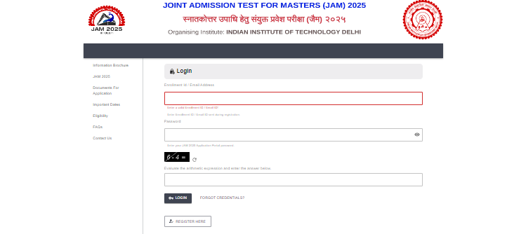 IIT JAM Application Form 2025 - Correction Window, Registration Process